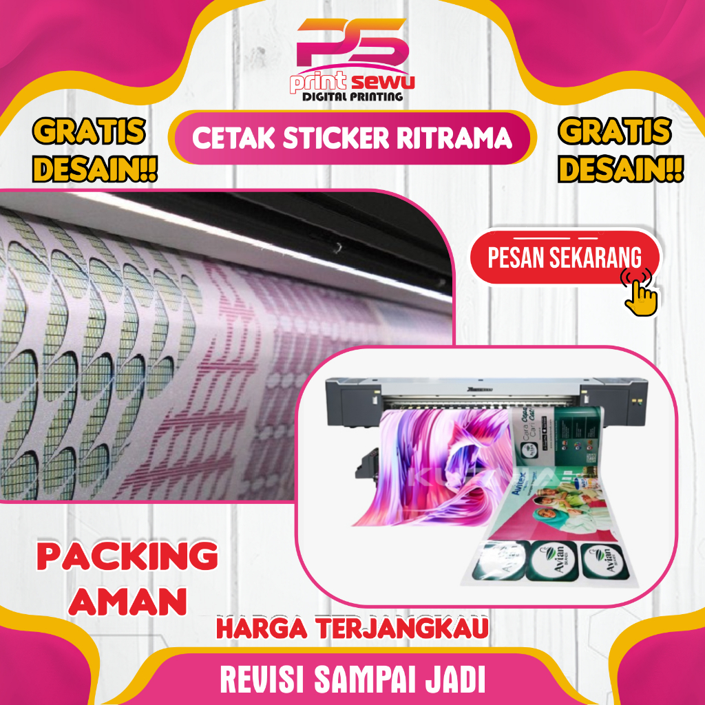 Jual CETAK STICKER VINYL RITRAMA | PER METER LAMINASI WATERPROOF ...