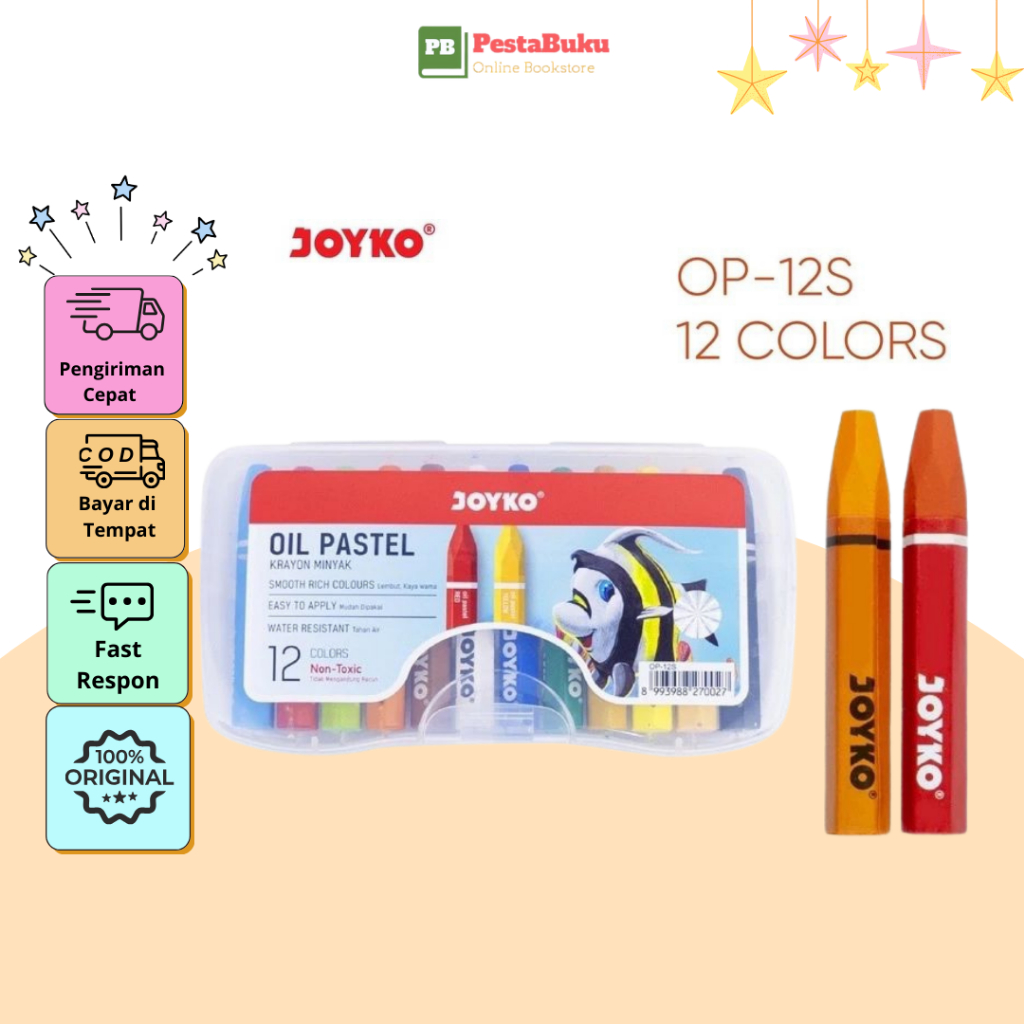 Jual Crayon Joyko Pastel 12 Warna | Shopee Indonesia