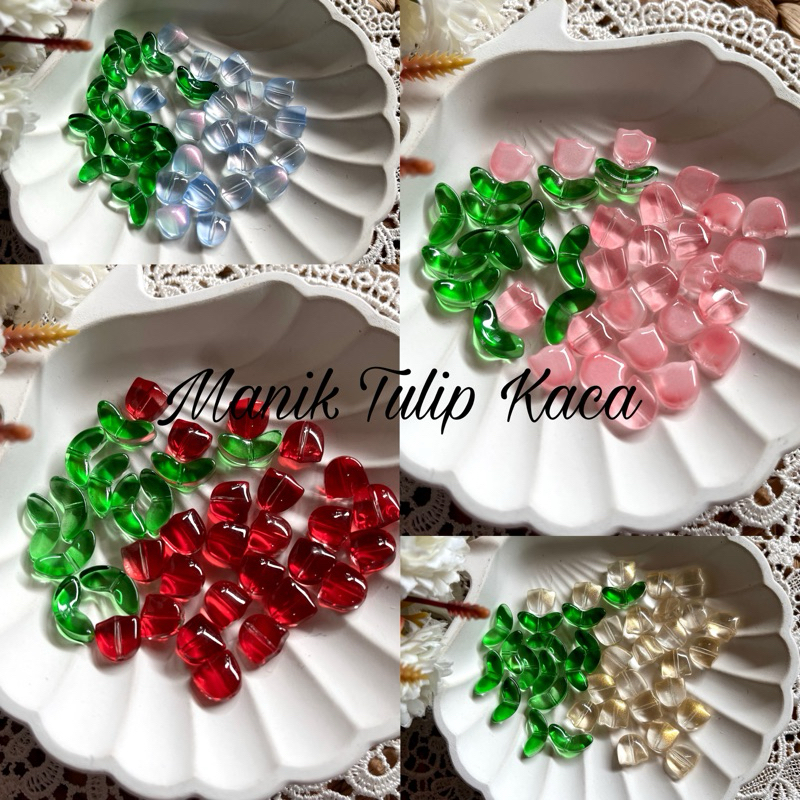 Jual 5 Set/ Mote Manik Kaca Bunga Tulip, Manik Kaca Tulip | Shopee ...