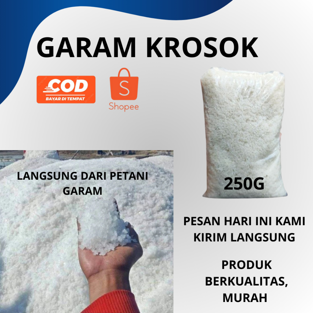 Jual Garam Grosok/Kasar 250G Langsung Dari Petani Garam Murni dan Asli ...