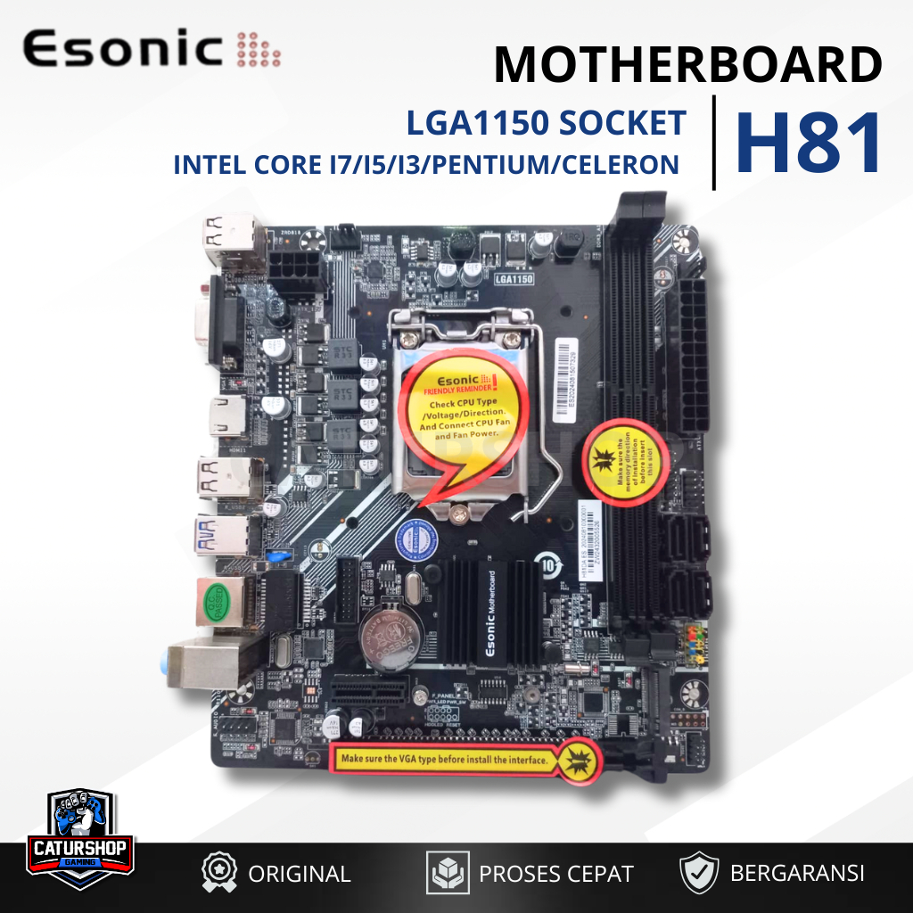 Jual Motherboard Esonic H81DA Intel LGA1150 DDR3 NVME HDMI VGA USB 3.0 Intel Gen4 | Shopee Indonesia