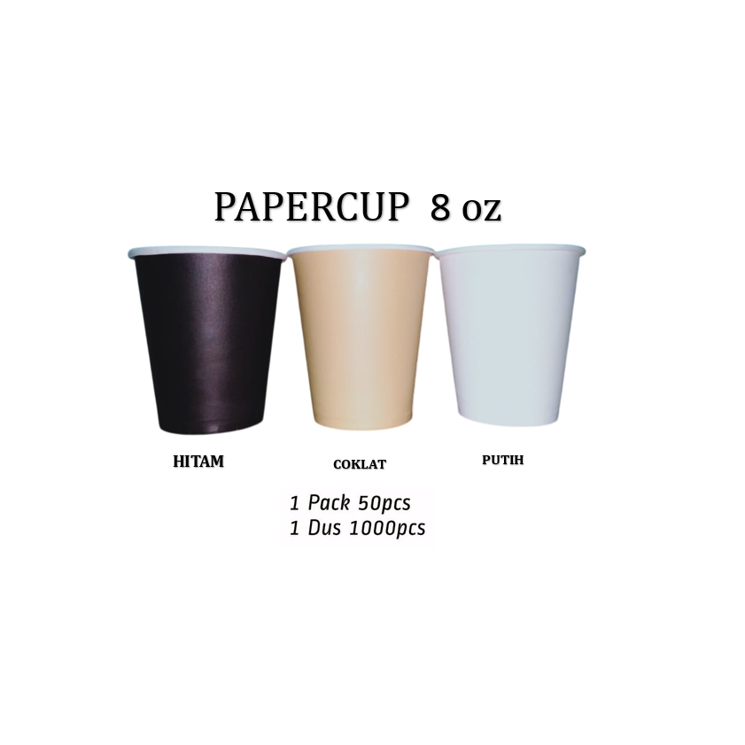Jual Hot Paper Cup 8 oz / Gelas Kertas 8oz 240ml putih coklat hitam | Shopee Indonesia