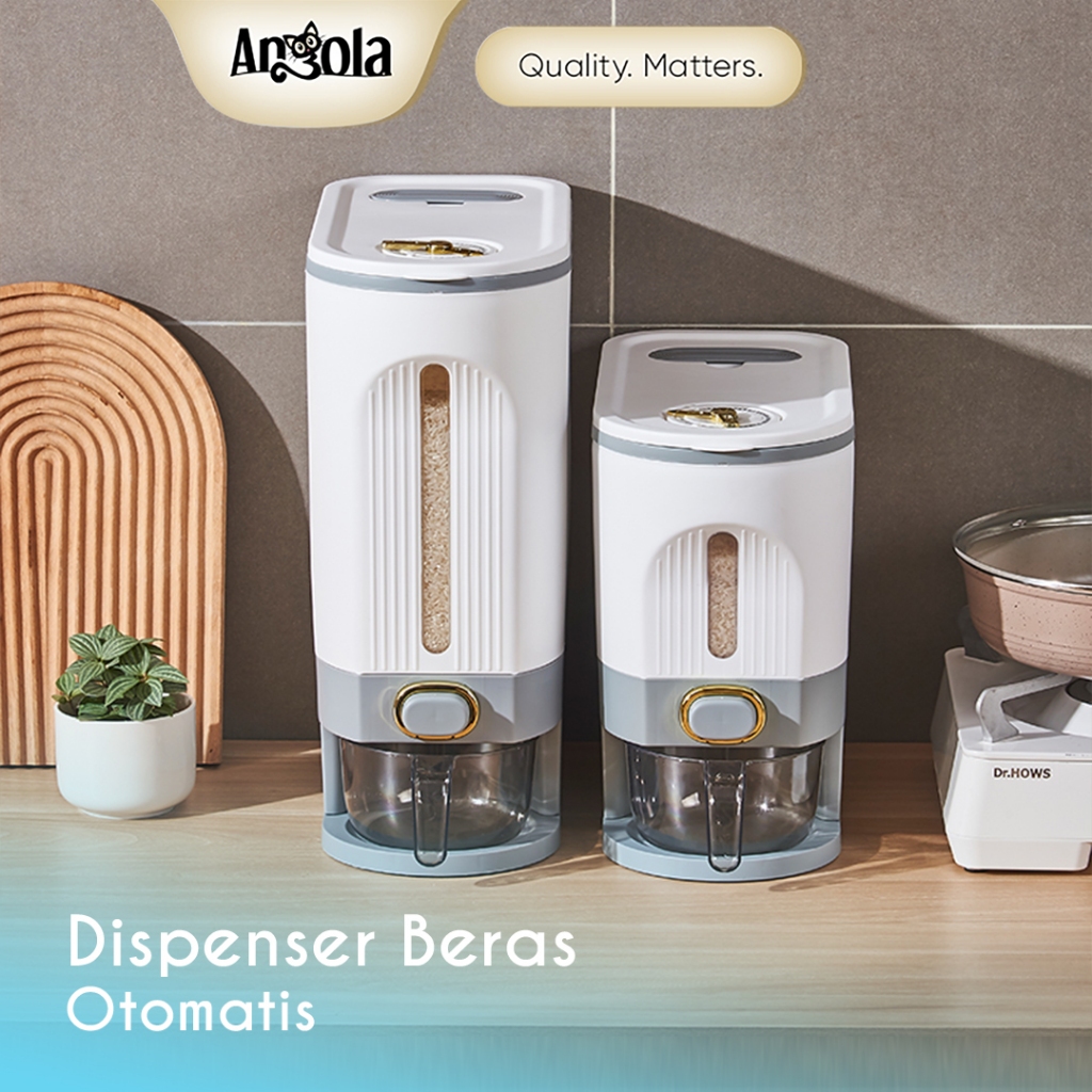 Jual ANGOLA Dispenser Beras Otomasi Anti Kutu 10KG E18 Tempat Beras GRATIS Mangkok Cuci Beras ...