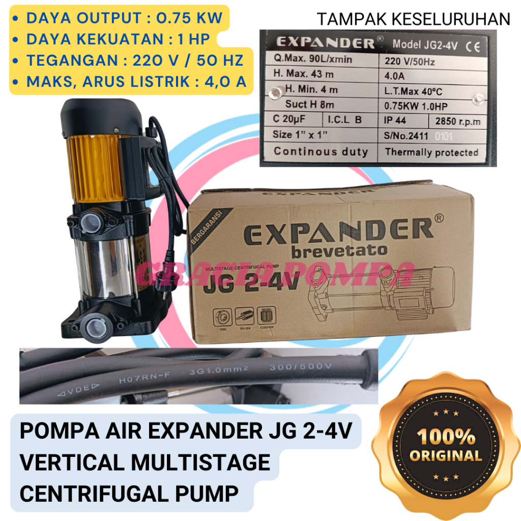 Jual POMPA AIR EXPANDER JG 2-4V VERTICAL MULTISTAGE CENTRIFUGAL PUMP ...