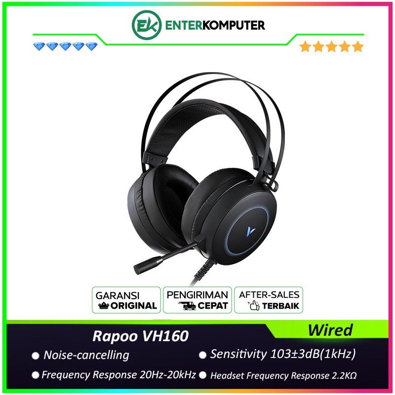 Jual Rapoo VH160 Virtual 7.1 Channels Gaming Headset | Shopee Indonesia