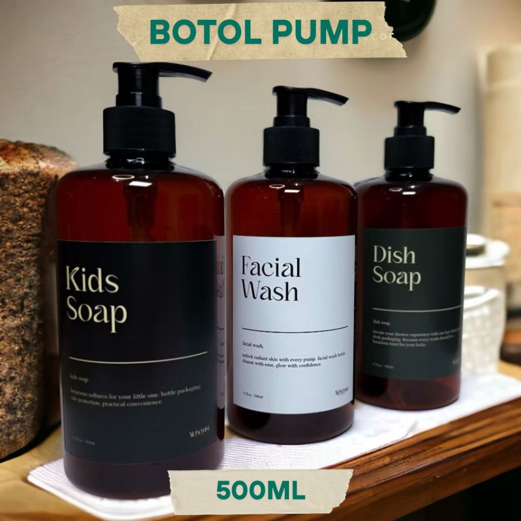 Jual BOTOL REFILLABLE ISI ULANG SABUN SHAMPOO WARNA COKELAT AMBER PUMP ...