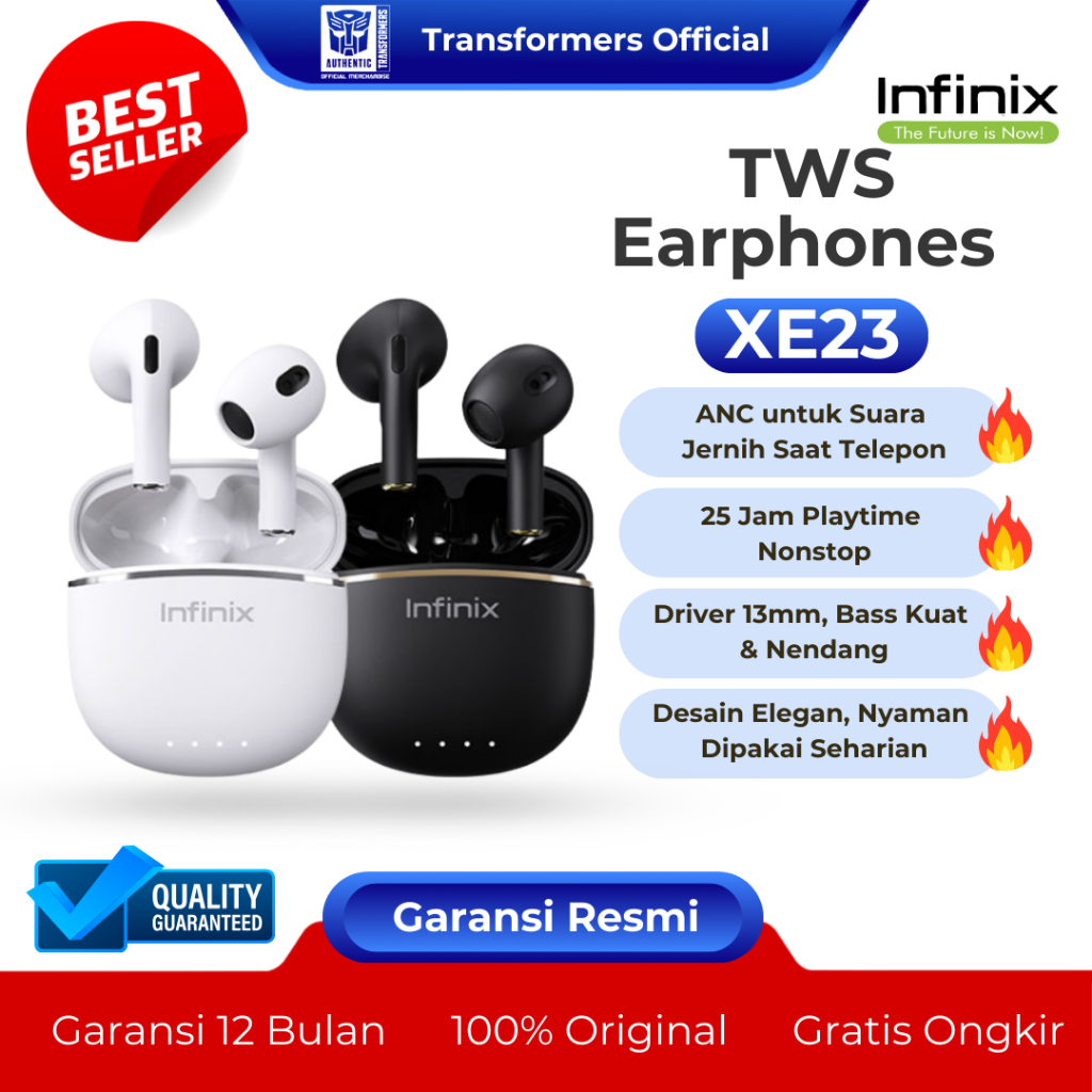 Jual Transformers x Infinix TWS XE23 Buds Lite – Bluetooth 5.3, 25 Jam ...