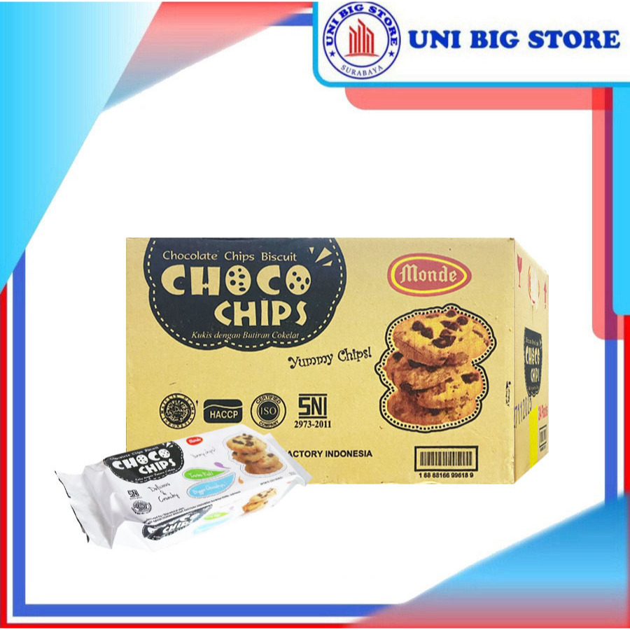 Jual Monde Choco Chips Chocolate Chips Biscuit 90 gr x 24 pcs DUS Biskuit | Shopee Indonesia
