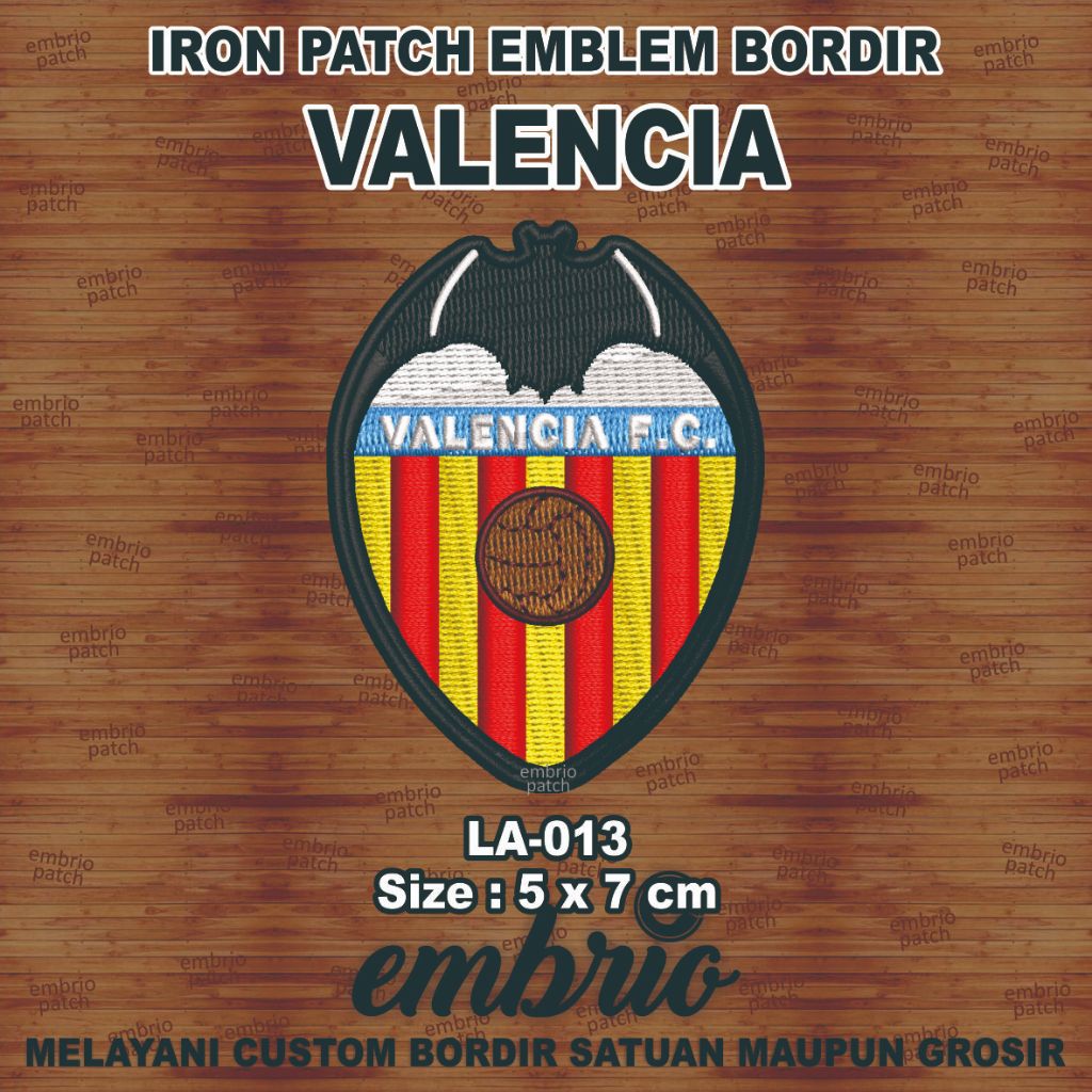 Jual LA-013 Patch VALENCIA emblem bordir logo jersey valencia - 6x7cm ...