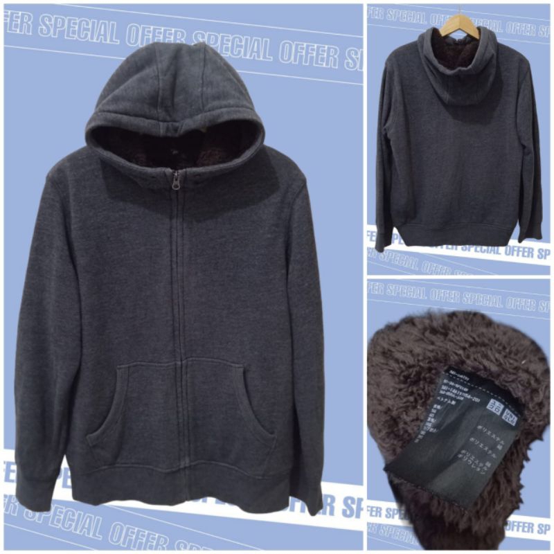 Jual UNIQLO Zip Hoodie Jacket/Jacket Bulu Paded 100% Original | Shopee ...