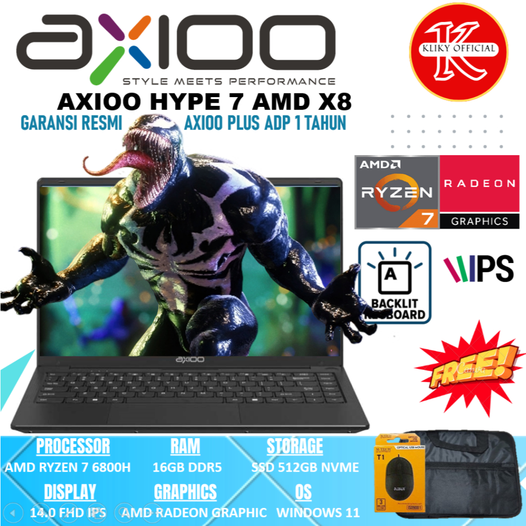 Jual Laptop Gaming Murah Axioo Hype 7 X8 Amd Ryzen 7 6800H 16GB DDR5 ...