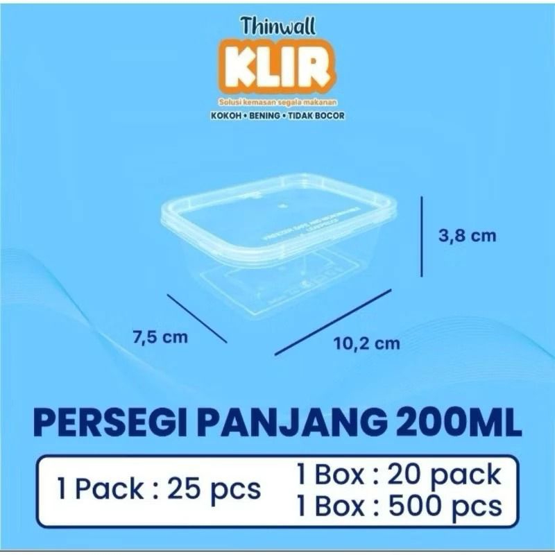 Jual Thinwall Klir 200ml Persegi Panjang Plastik isi 25 set Food Container | Shopee Indonesia