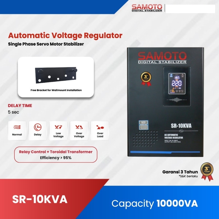 Jual Digital Stabilizer Samoto Stavol Listrik SR10KVA Single Phase ...