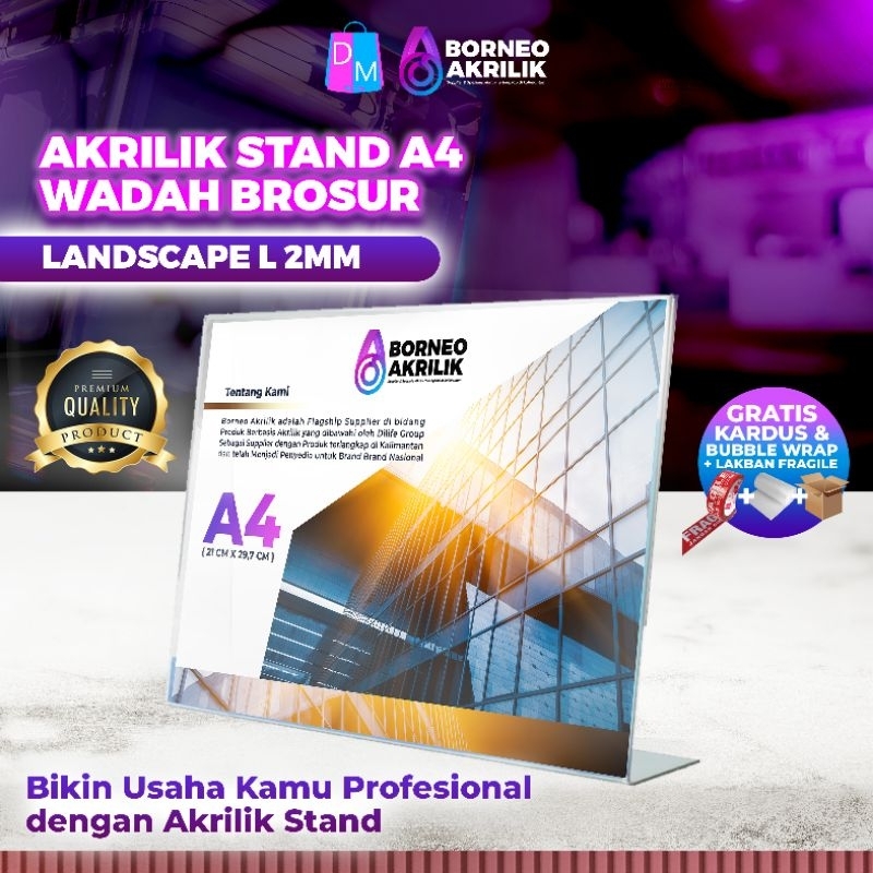 Jual A4 L TEMPAT BROSUR TEMPAT MENU AKRILIK STAND A4 LANDSCAPE MEDIA ...