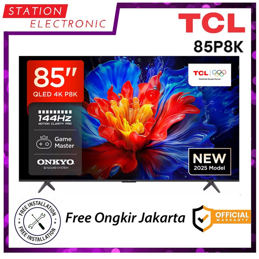 Jual TCL 85P8K / P8K TV QLED Google TV 85 Inch VRR 288Hz Dolby Atmos Slim Unibody ONKYO 2.1 ...