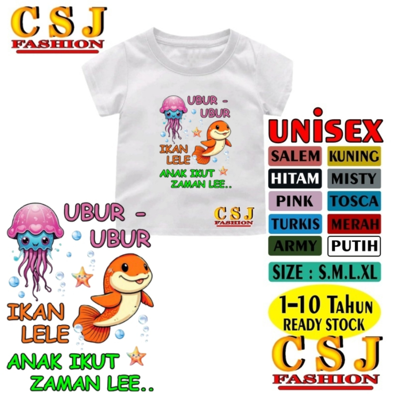 Jual UBUR UBUR IKAN LELE BAJU ANAK PEREMPUAN ANAK LAKI LAKI ANAK IKUT ZAMAN LEE KAOS ANAK LAGI ...