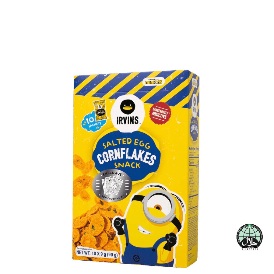 Jual IRVINS X MINIONS SALTED EGG CORNFLAKES SNACK 90G (10 SACHETS X 9G ...