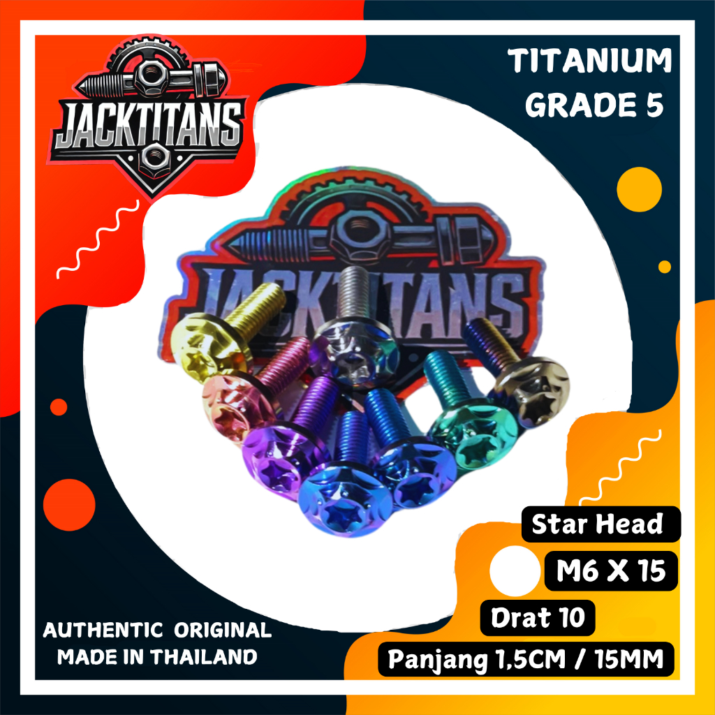 Jual BAUT TITANIUM STAR HEAD M6 x 15 Drat 10 Panjang 1,5CM 15MM PROBOLT ...