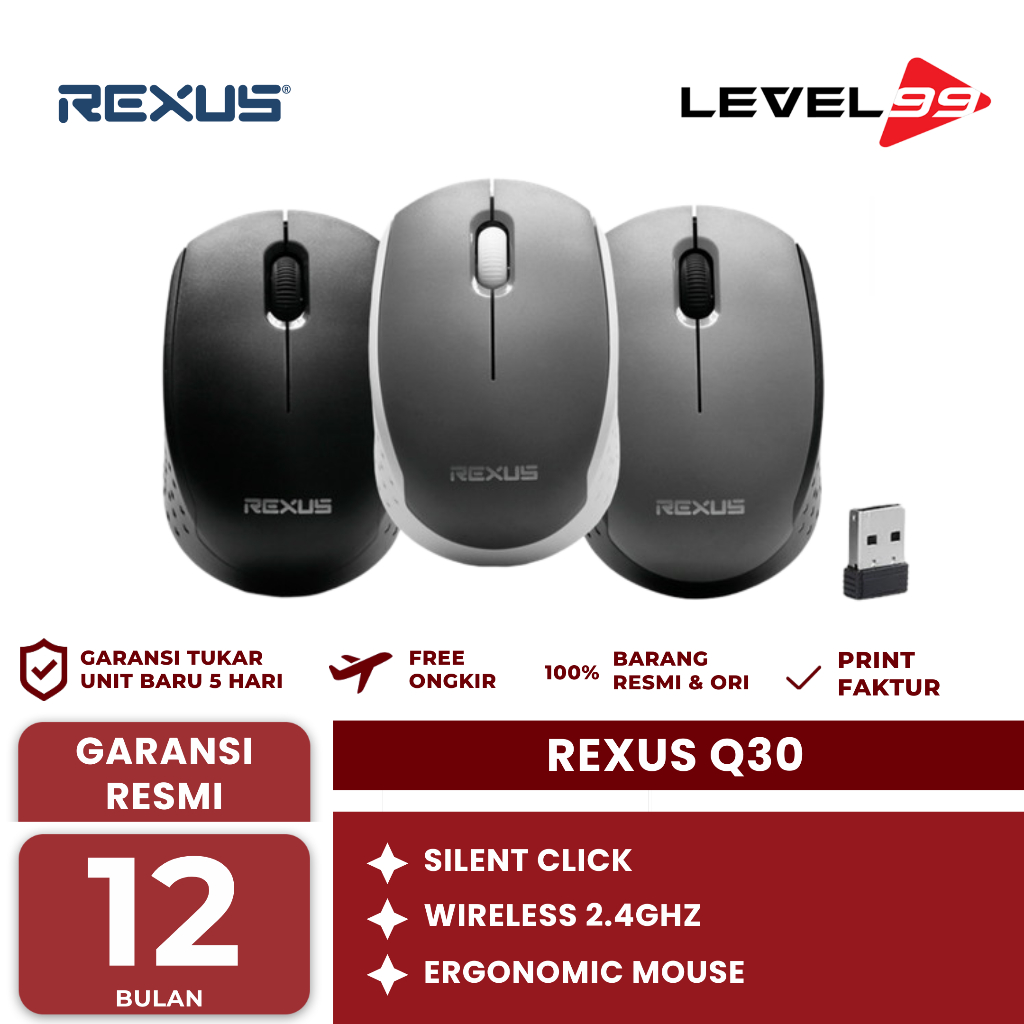 Jual Rexus Q30 Mouse Wireless Office Silent Click | Shopee Indonesia