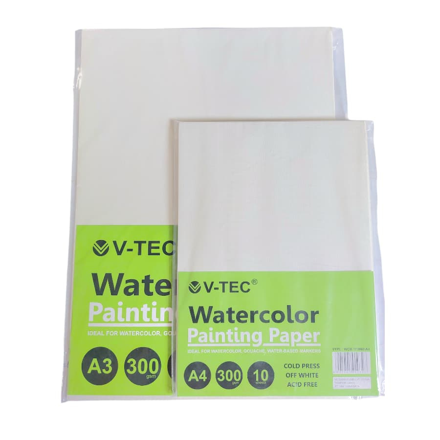 Jual V-TEC WATERCOLOR PAINTING PAPER KERTAS LUKIS A4 10 LEMBAR A3 300GSM 5 LEMBAR | Shopee Indonesia