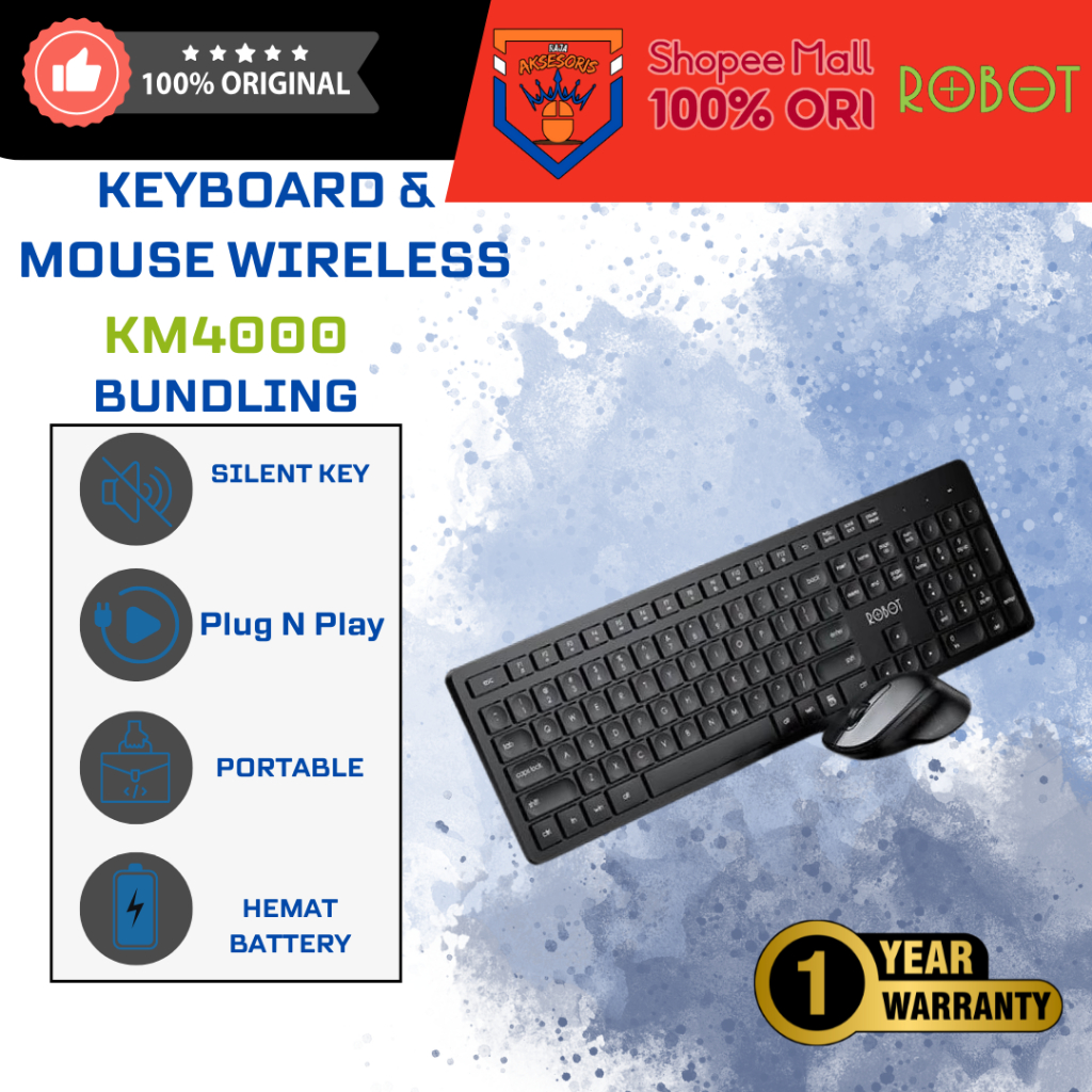 Jual RAJA AKSESORIS ROBOT Keyboard Combo Mouse Wireless KM4000 Keyboard ...