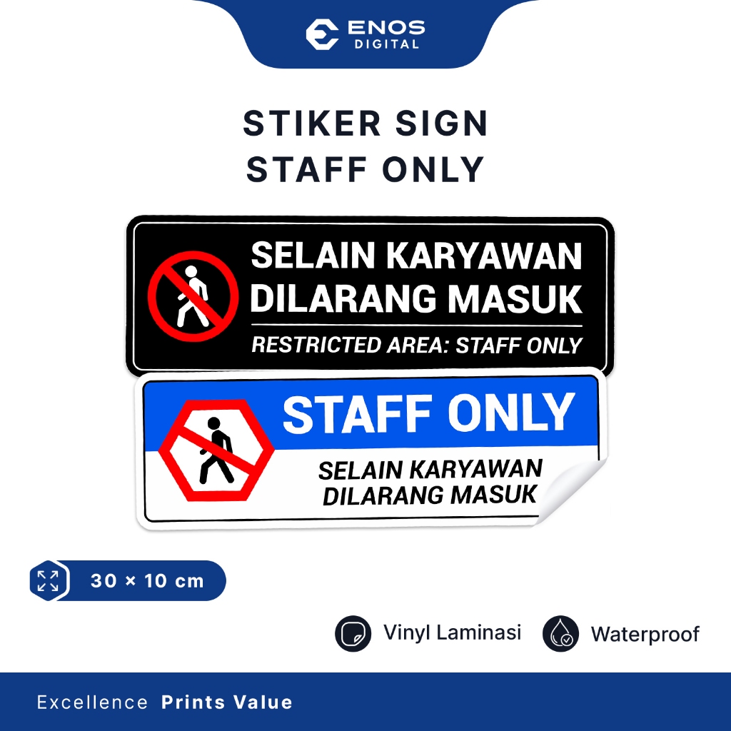 Jual Stiker Staff Only Label Sign Staff Only Selain Karyawan Dilarang ...