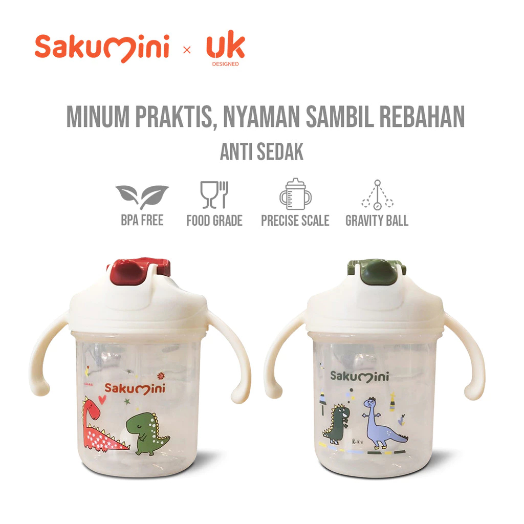 Jual Sakumini - Botol Minum Anak Sedotan 3in1 Children Training Cup Duckbill & Sippy Cup Straw ...