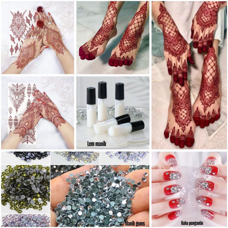 Jual COD Henna Stiker Maron Putih Henna Instan Pengantin | Shopee Indonesia
