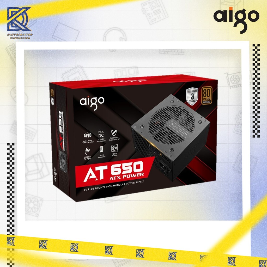 Jual AIGO PSU AT650 80+ BRONZE 650 WATT POWER SUPPLY NON MODULAR FLAT CABLE | Shopee Indonesia