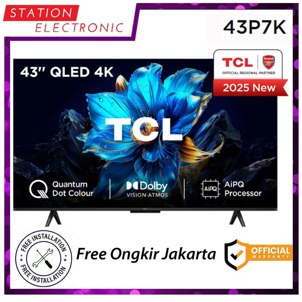 Jual TCL 43P7K / P7K TV QLED Google TV 43 Inch VRR 60Hz Dolby Atmos ...