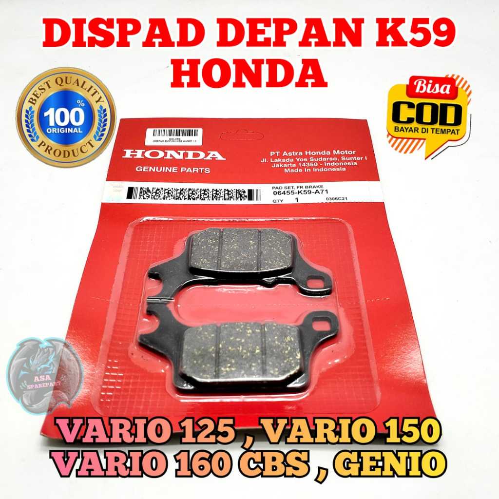 Jual Dispad Cakram Depan K59 Asli Original Motor Honda VArio 125 Esp ...