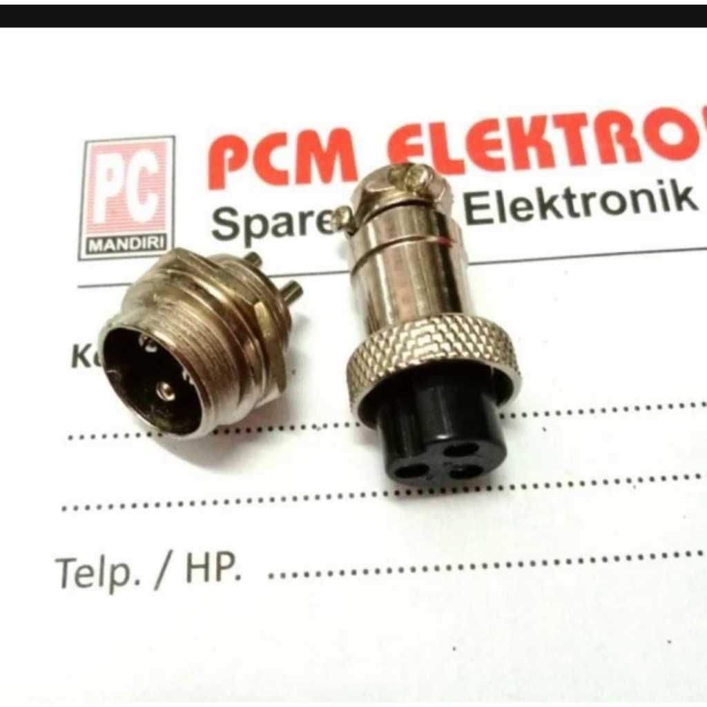 Jual RE2937 Konektor Connector CB GX16 3 pin 3p 16mm 16 mm mili set ...