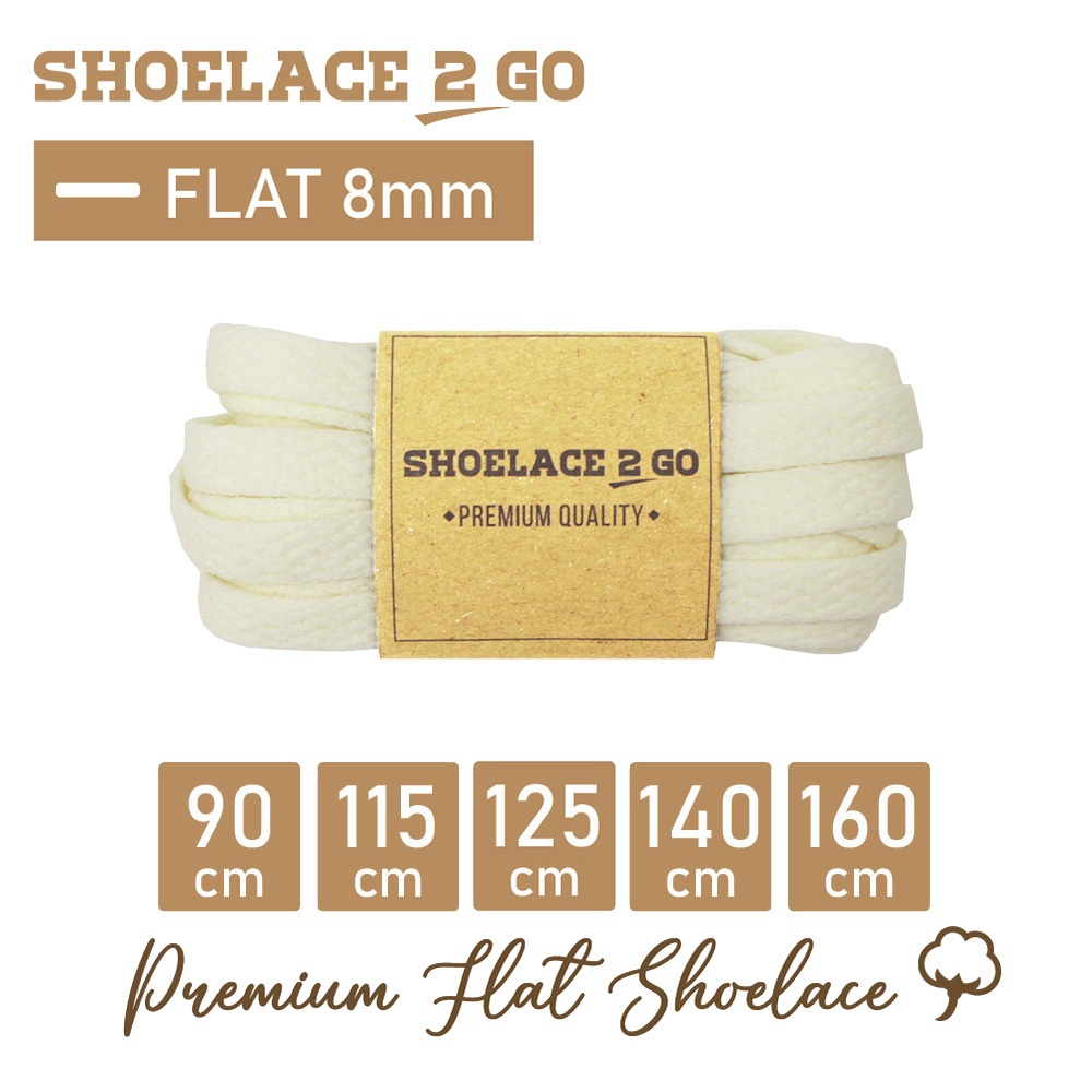 Jual SHOELACE 2 GO TALI SEPATU GEPENG PIPIH FLAT A8 - OFF WHITE - 8MM - 90CM 115CM 125CM 140CM ...