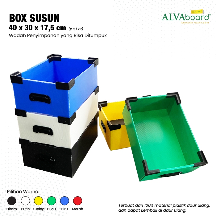 Jual Box Susun Flatpack ALVAboard Kotak Penyimpanan Medium Ukuran 40x30x17,5 cm (P x L x T ...