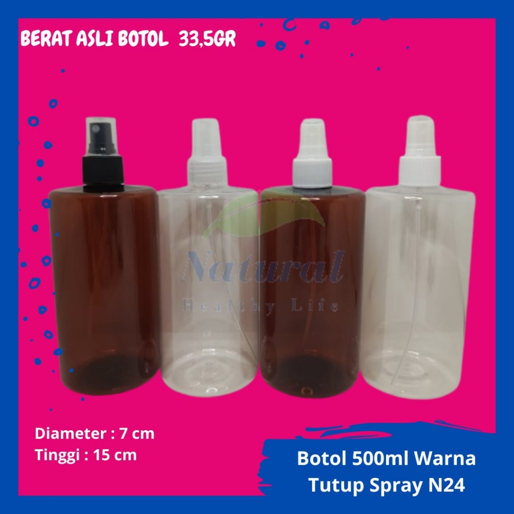 Jual Botol 500ml Natural Bening Spray N 24 Bahan PET RF Pundak Botol ...