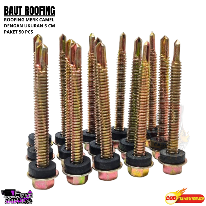 Jual Baut Roofing 5cm 1Bungkus isi 50pcs /Skrup Roofing / Baut Atap ...