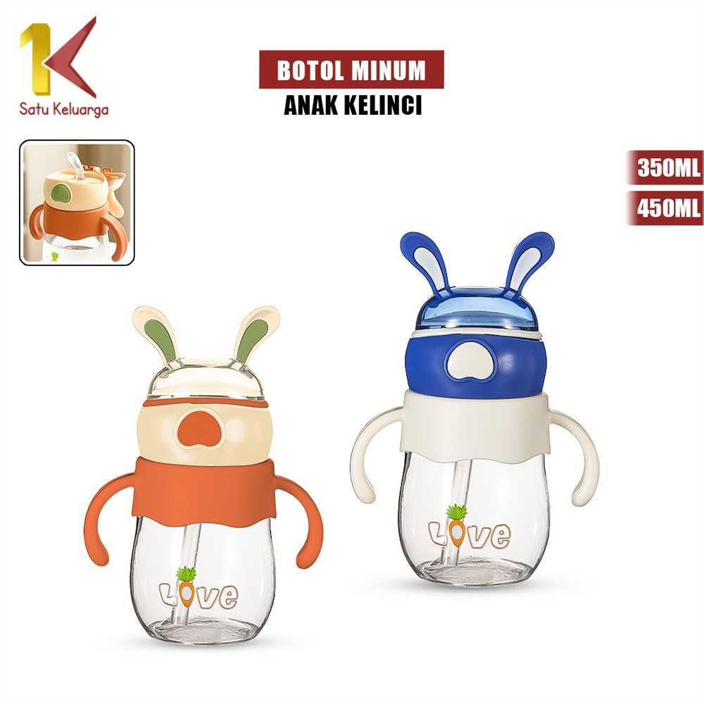 Jual Satu Keluarga Botol Minum Anak BPA FREE 350ML Karakter Kelinci C916 Botol Air Anak Tutup ...