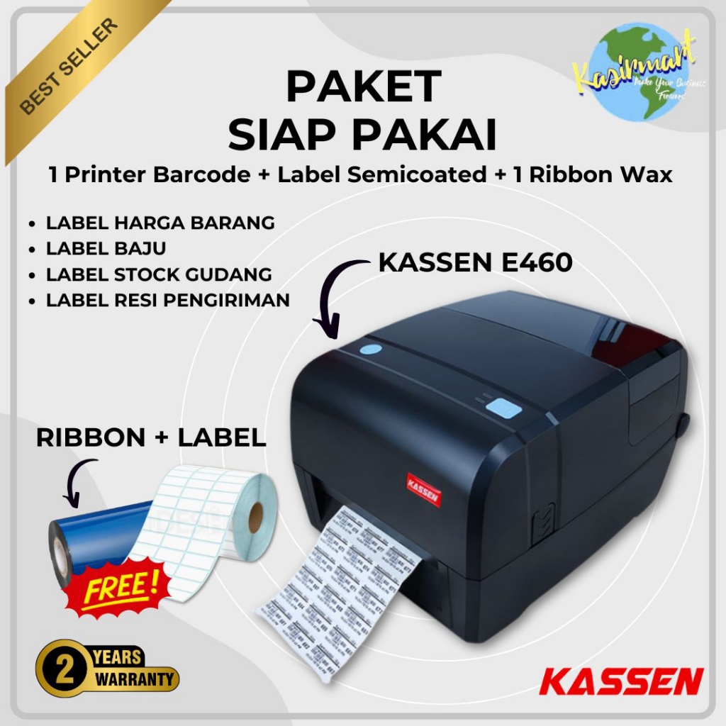 Jual Kassen E460 Printer Label Barcode USB LAN KASSEN E460 Stiker ...