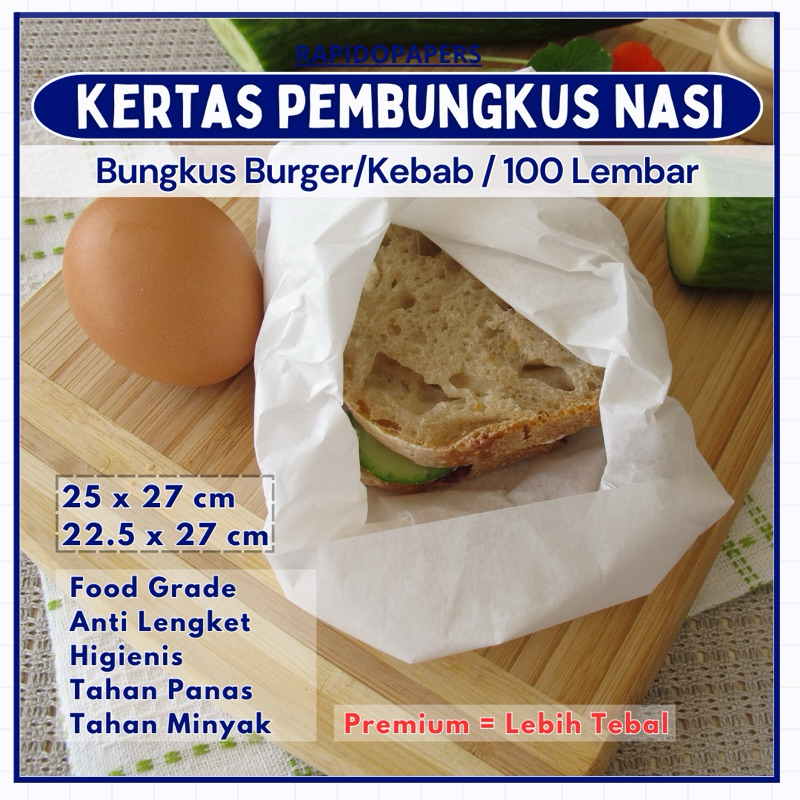 Jual Kertas Bungkus Nasi PREMIUM "RAPIDO" [1 Pack isi 100 lembar] Rice ...
