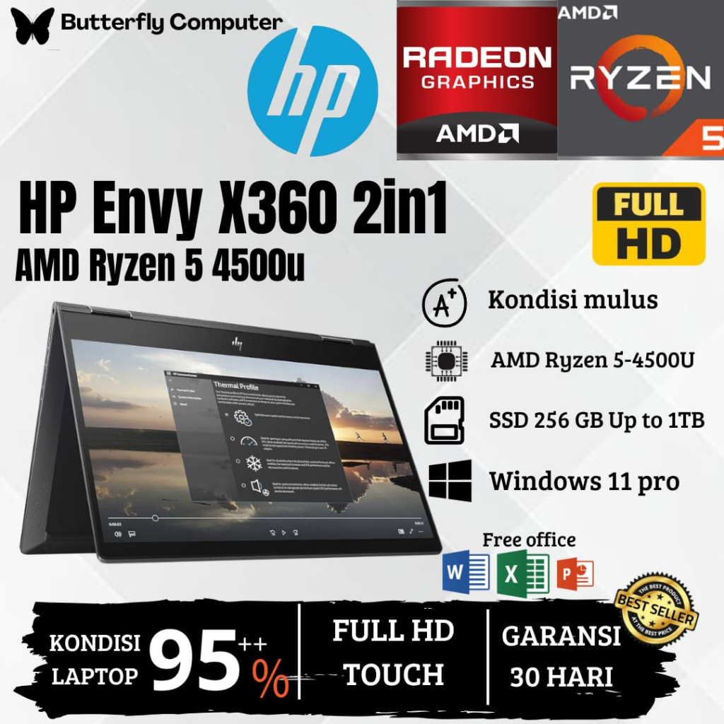 Jual Laptop Hp Envy x360 AMD Ryzen 5 4500 - RAM 16 GB SSD 1 TB - AMD ...