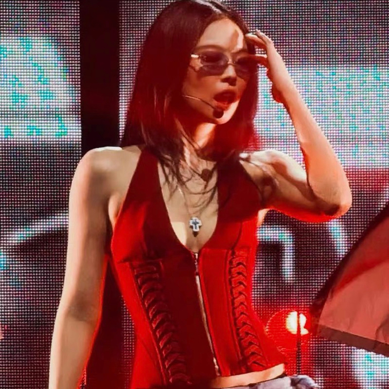 Jual [READY] ETHEL COUTURE - Jennie Ruby Tour Red Corset Top / Atasan Halterneck Tank Top ...