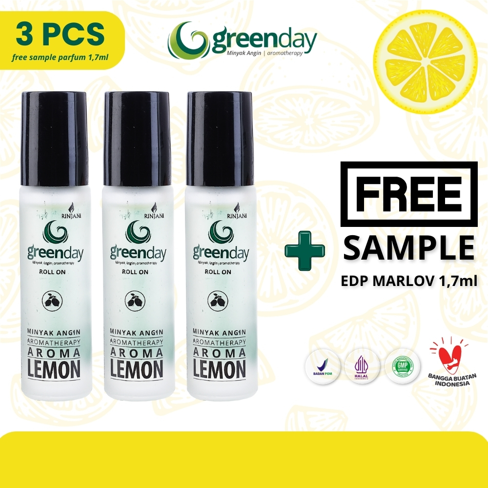 Jual GREENDAY Minyak Angin Roll On Minyak Aromaterapi Lemon 3pcs - Free ...