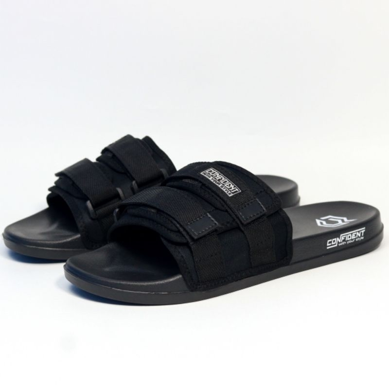 Jual CONFIDENT - CFD 003 BLACK - Sendal Slide Pria | Sandal Slip On ...