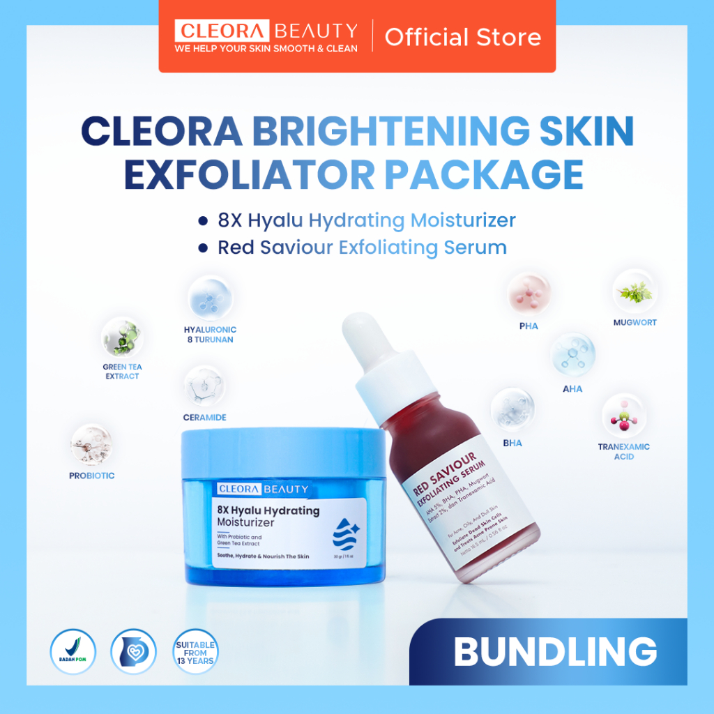 Jual Cleora Brightening Skin Exfoliator Package Special Bundle 2in1 ...