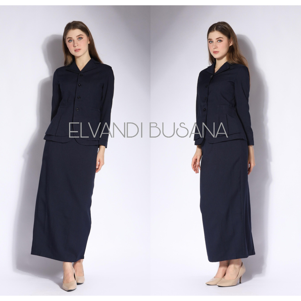 Jual Blazer Wanita Baju Kerja Kantor Seragam Dinas PDH PNS Pemda Guru ASN Wanita kode 7015 Navy ...
