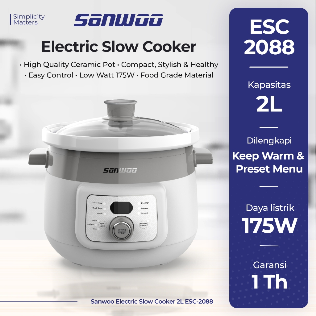 Jual Sanwoo Electric Slow Cooker 2L / Alat Masak MPASI | Shopee Indonesia