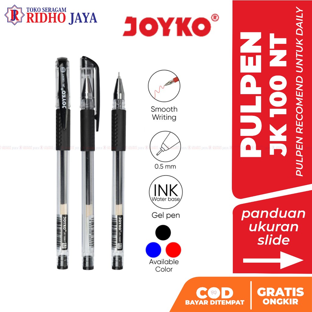 Jual RIDHO JAYA Joyko Pulpen JK 100 NT Pulpen Gel Pulpen Enak Pulpen ...