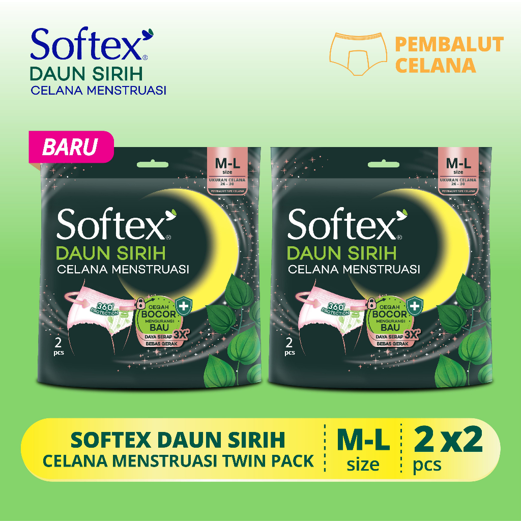 Jual Softex Celana Menstruasi Daun Sirih 2s x 2 Pack - Pembalut Celana Sirih | Shopee Indonesia