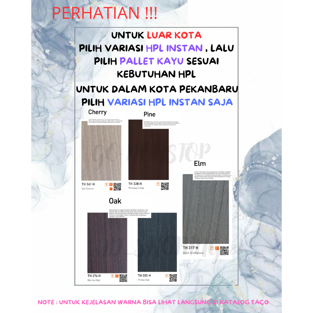 Jual (LUAR KOTA WAJIB PALLET KAYU) HPL Taco Woodgrain TH 361/328/374 ...