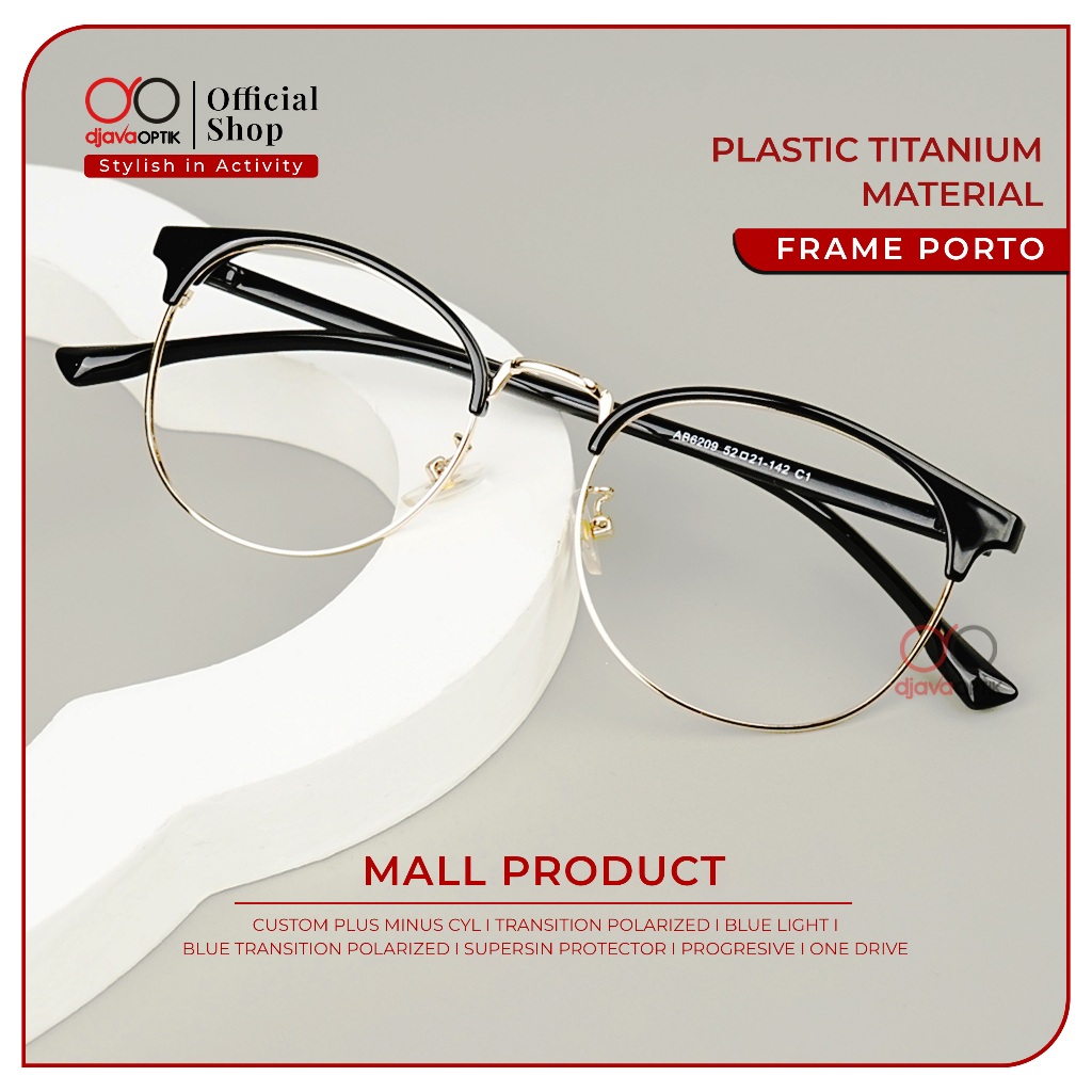 Jual DJAVA OPTIK - Frame Porto - Kacamata Supersin Bluelight Transition Protector Mall Oval ...